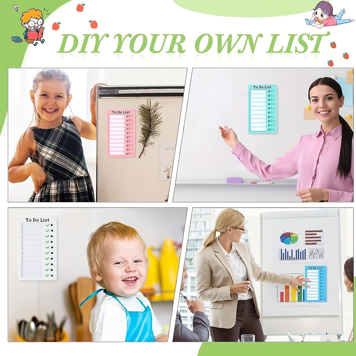 4 Checklist Boards + 12 Cardstock Daily Schedule List Board - Temu