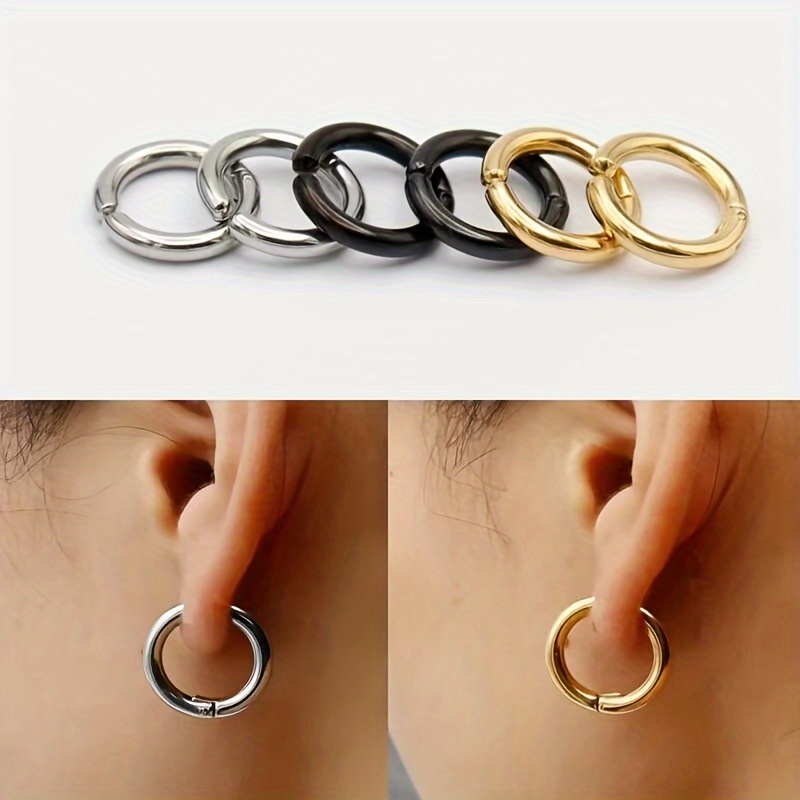 Trendy Stainless Steel Round Ear Clip Simple Men's Ear - Temu