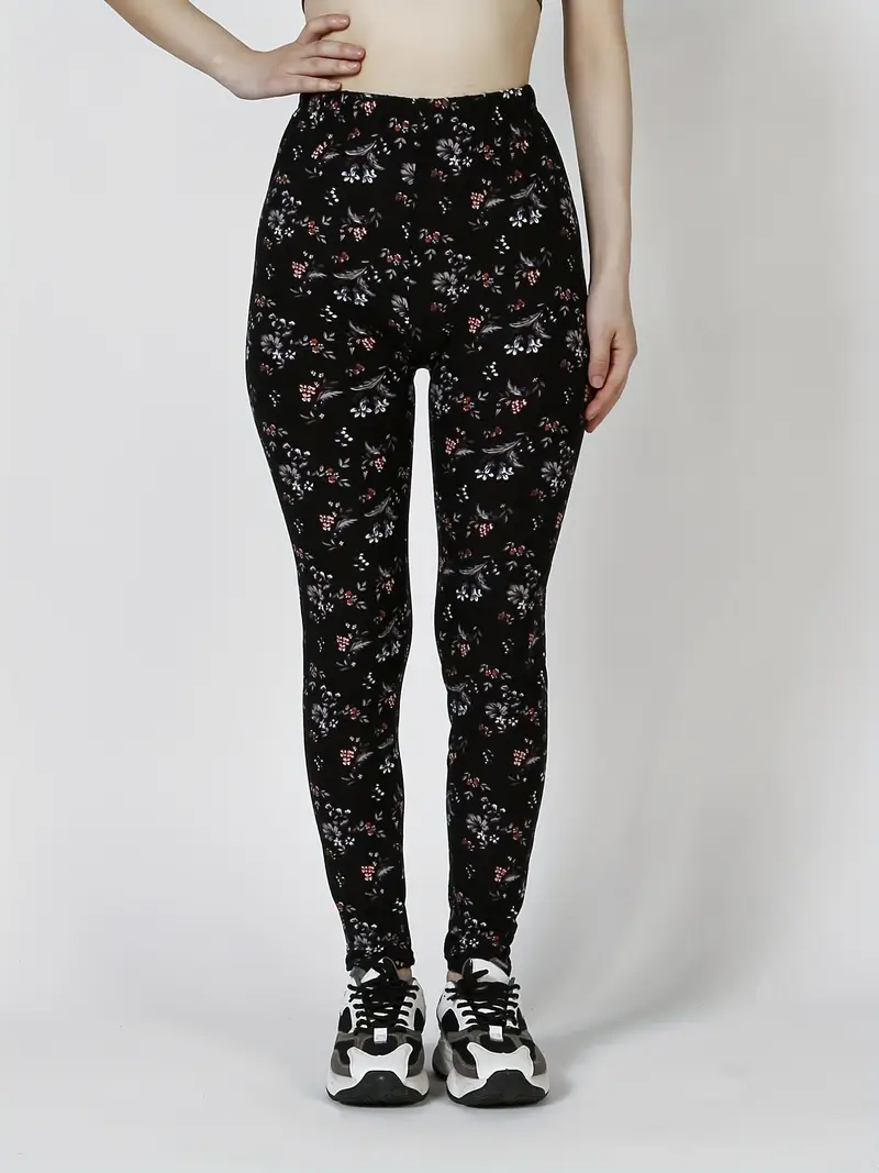 Floral Print Skinny Leggings Casual Every Day Stretchy Temu Netherlands