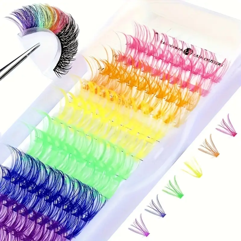 Colored Cluster Lashes 120 Pcs, DIY Extension De Cils 6 Couleurs Mix ... Colored Cluster Lashes 120 Pcs, DIY Extension De Cils 6 Couleurs Mix ...