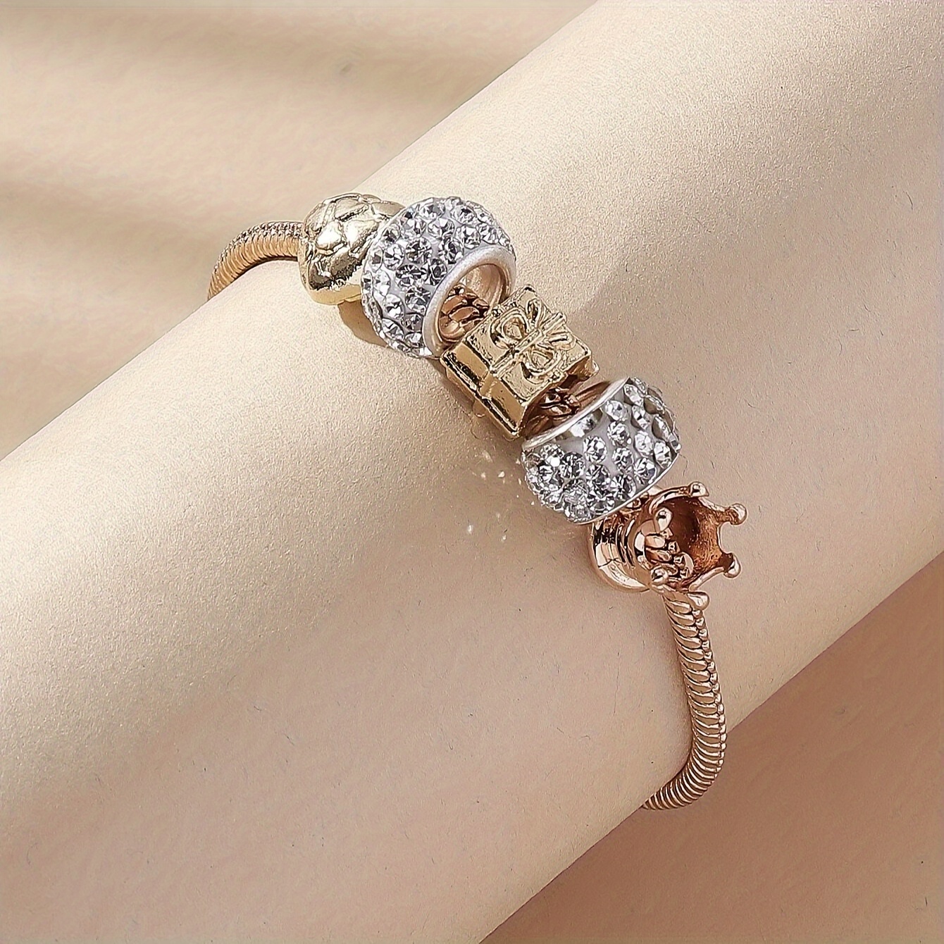 Vintage Boho Delicate Beads Bracelet Bangle Inlaid Rhinestones Jewelry ...