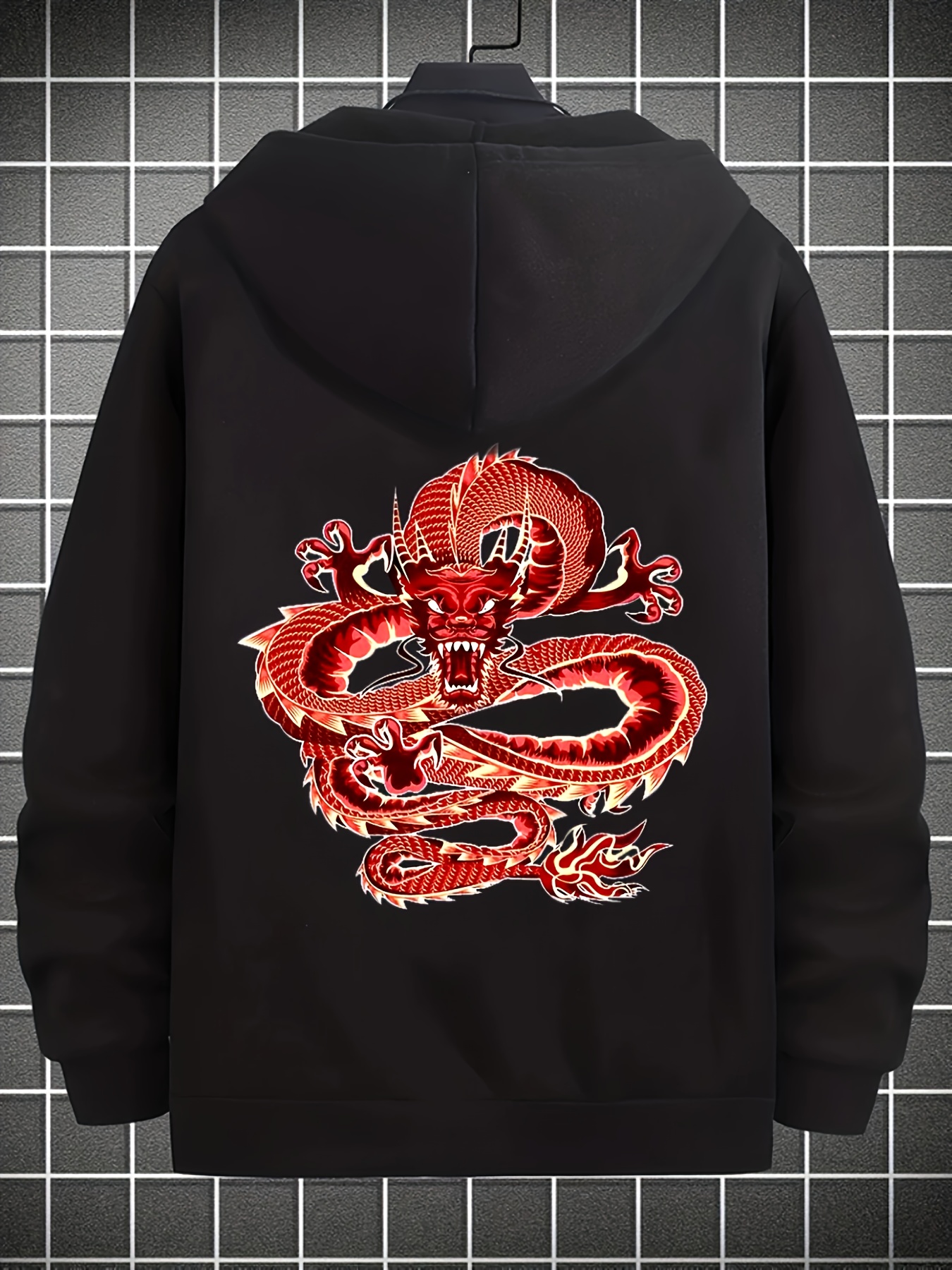 men's fleece lined hooded jacket 100% polyester knit fabric - Temu ...