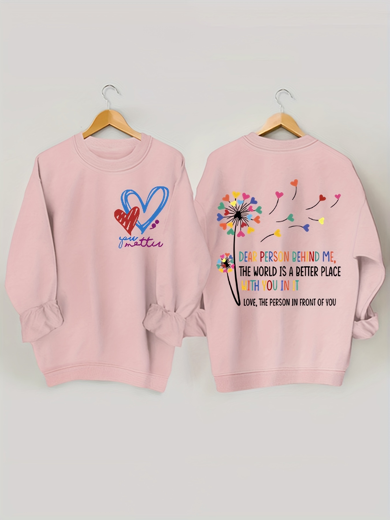 Dandelion Letter Print Sweatshirt Plus Size Casual Long Temu Canada