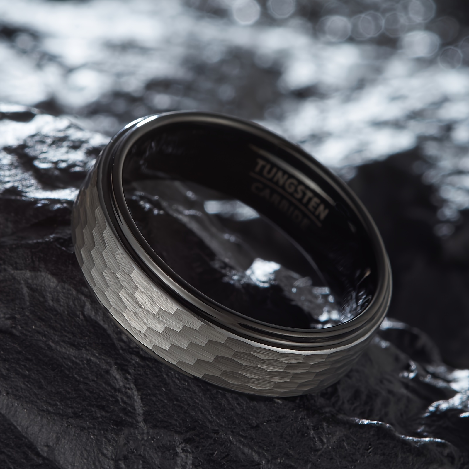 1 Stück Wolframstahlring Hammermusterring 8 Mm Breiter Ring - Temu Germany