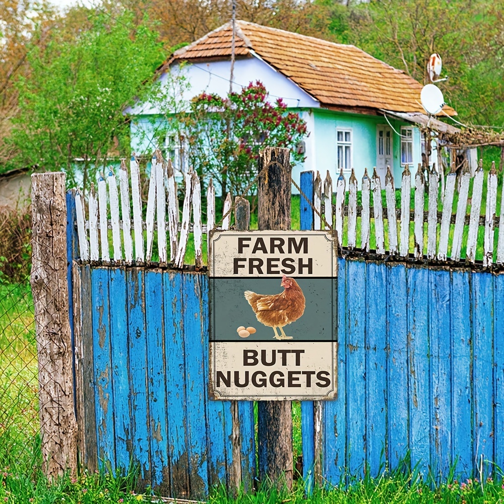 Retro Tin Fresh Butt Nuggets Fence Decor Signs - Temu