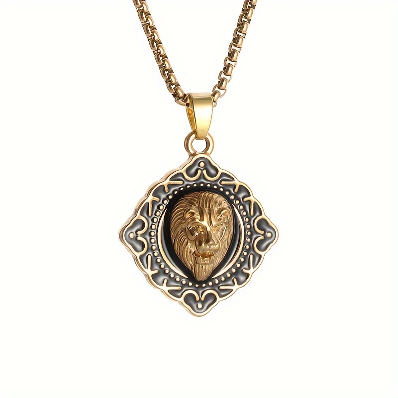 Domineering Lion Head Pendant Necklace For Men And Women, Hip-hop Punk ...