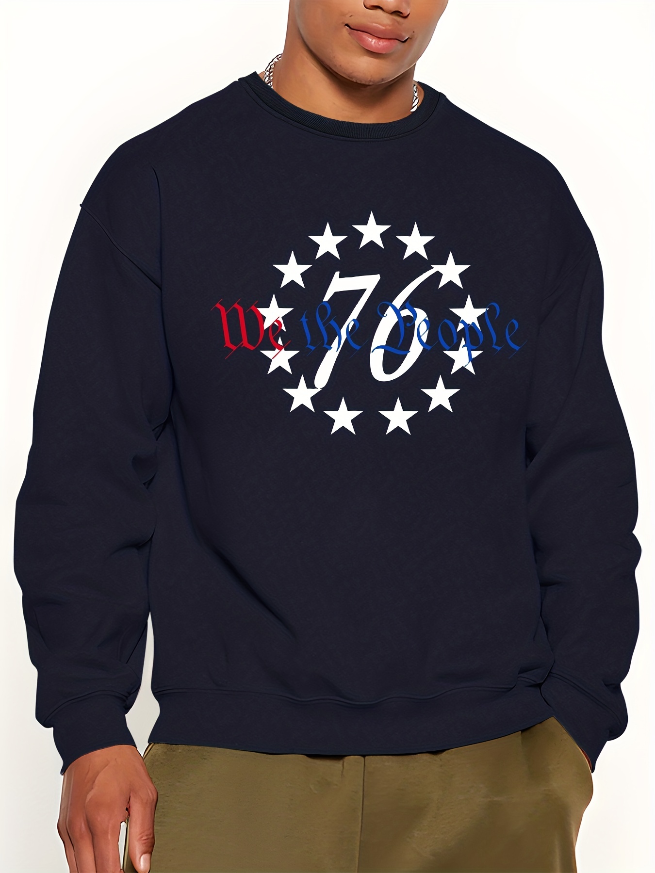 Men's Casual Trendy Crewneck Number 76 Graphic Print Long - Temu Australia