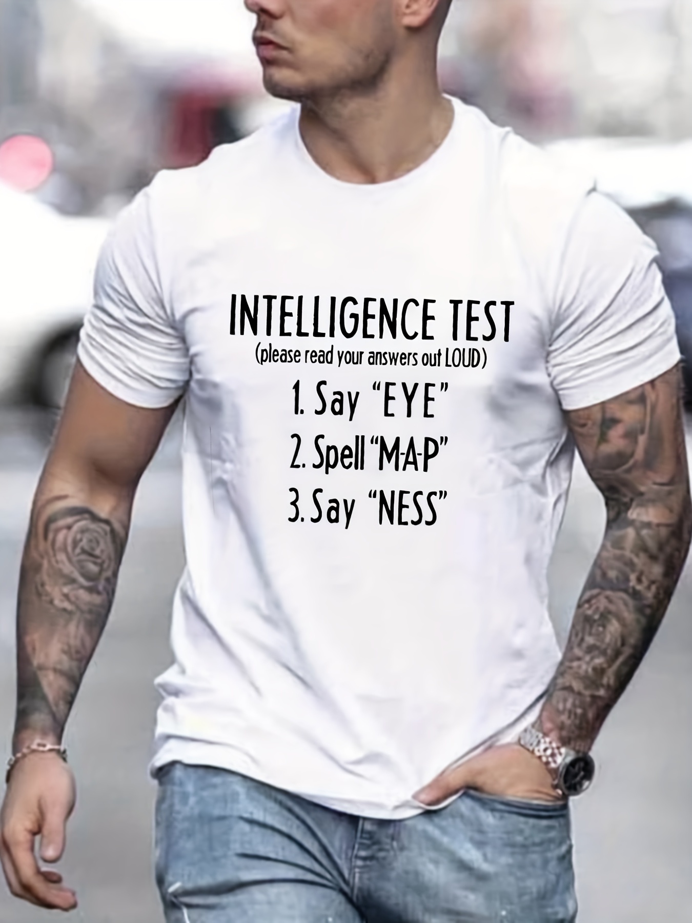 Funny Intelligence Test Pattern Print Men's T shirt Graphic - Temu Norway