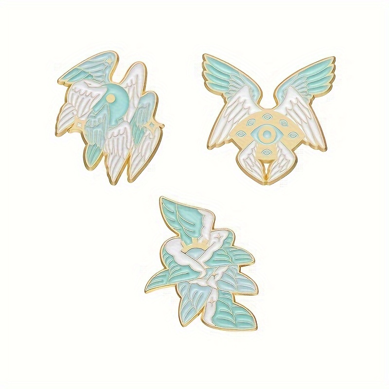 Men's Enamel Pins, Pure White Angel Wings Costume Brooches, Seraph ...