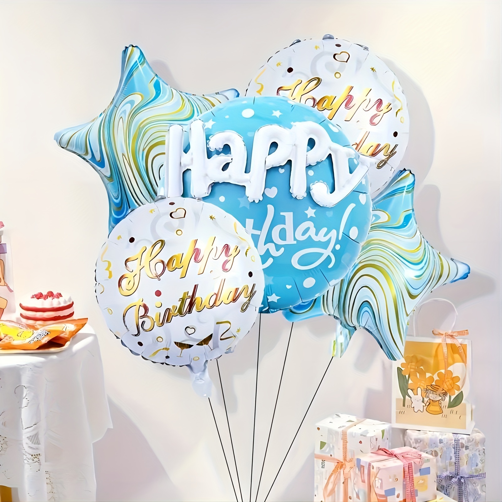 5pcs Conjunto De Globos De 3d , Globo De Estrella De Ágata De Aluminio ...