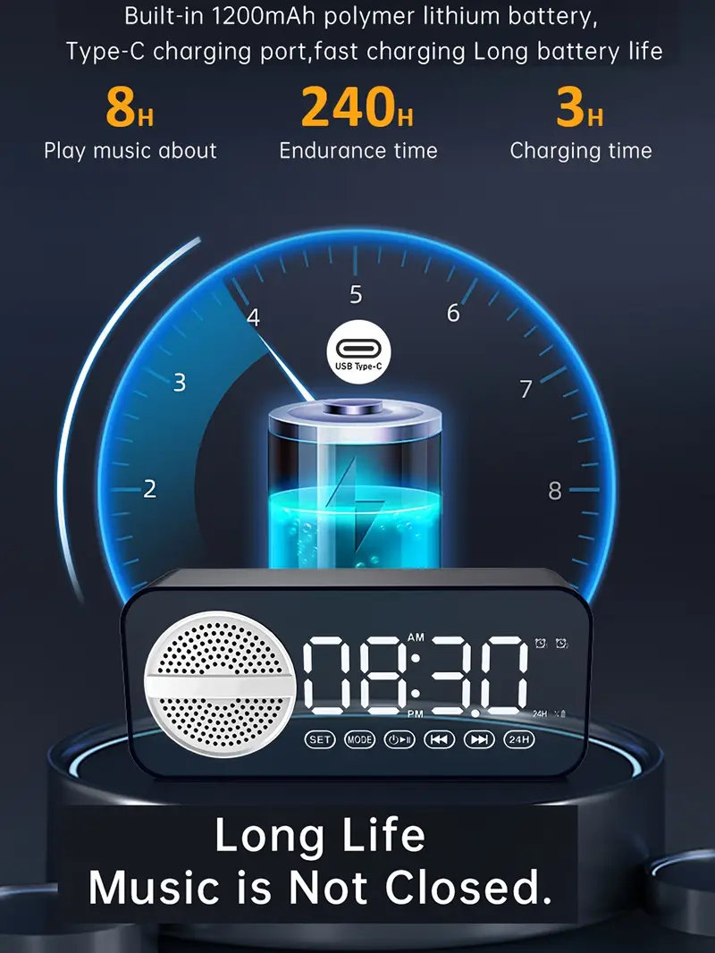 Despertador Digital Led Pequeno Com Soneca Conexão Sem Fio Temu