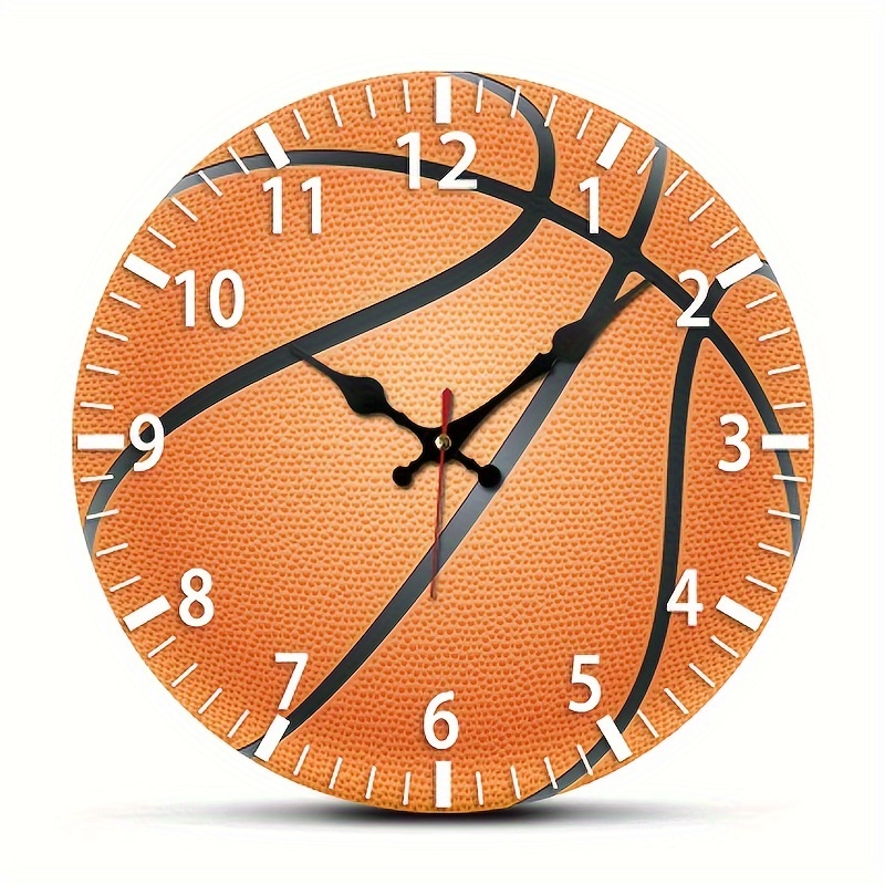 1pc Wooden Wall Clock Basketball Design Wall Clock Silent Clock For ...