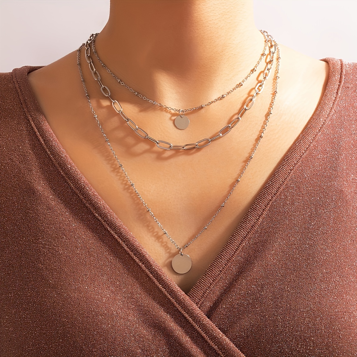 Chunky Chain Layered Necklace Punk Hip Hop Style Silvery - Temu United ...