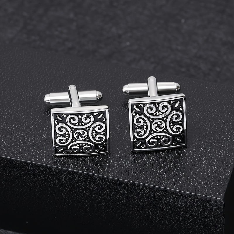 Men's Shirt Copper Cufflinks Simple Square Retro Pattern - Temu Ireland