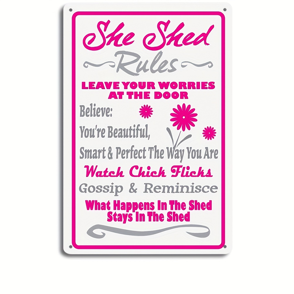 Shed Rules Metal Tin Sign Retro Style Plants Decoration Home - Temu ...