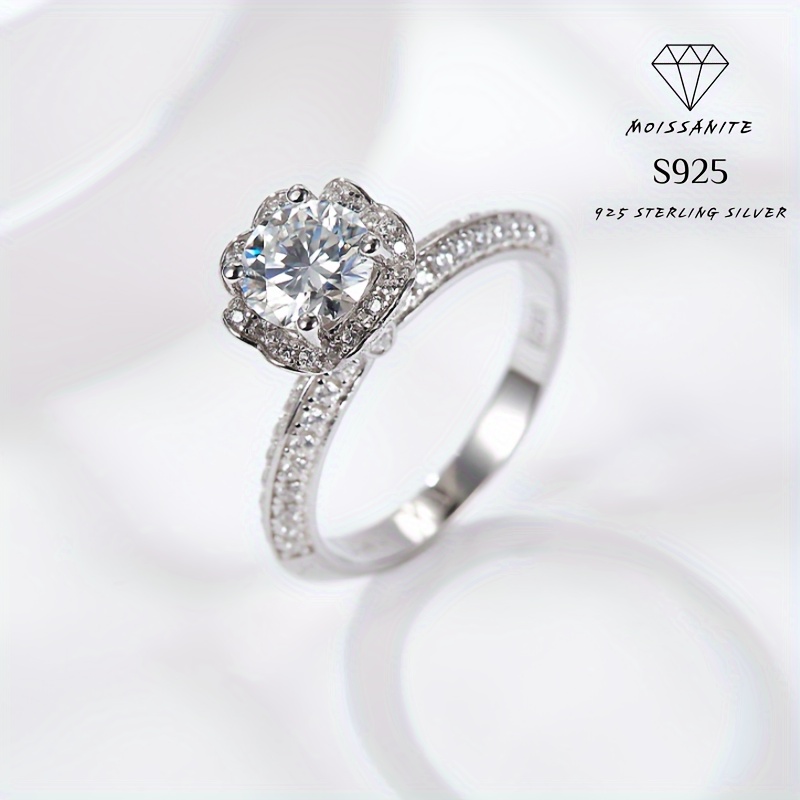 S925 Sølv Holding Flower Rund Moissanite - Temu Denmark