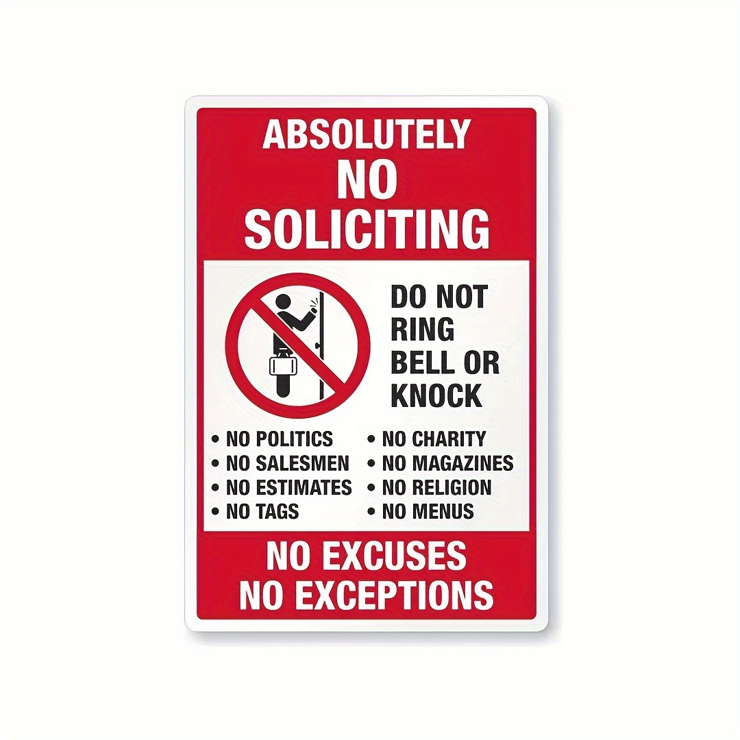 Smart Sign Absolutely No Soliciting Stickers No Excuses No - Temu