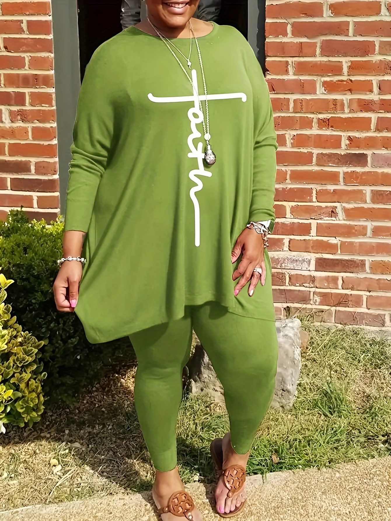 Casual Outfits Plus Size Two Piece Set Women s Plus Letter - Temu Australia