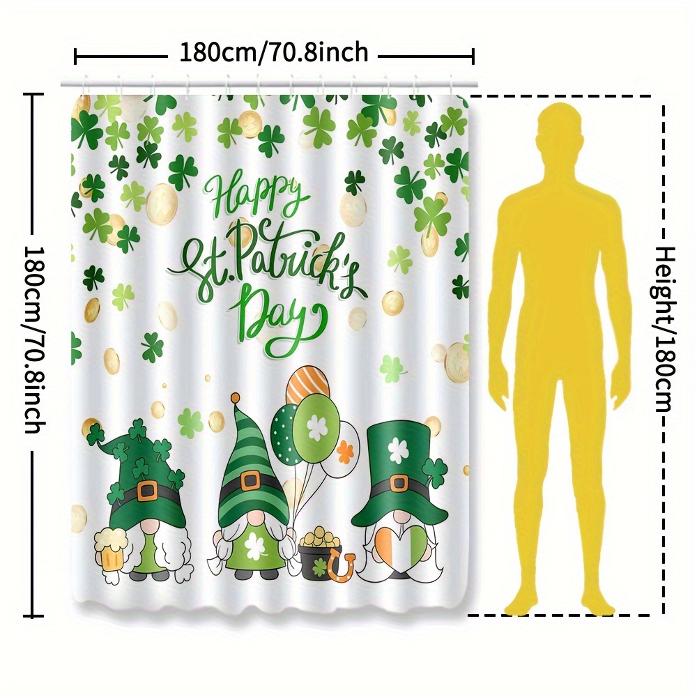 1 4pcs Clover Gnome Coin Printed Shower Curtain Set - Temu United Kingdom