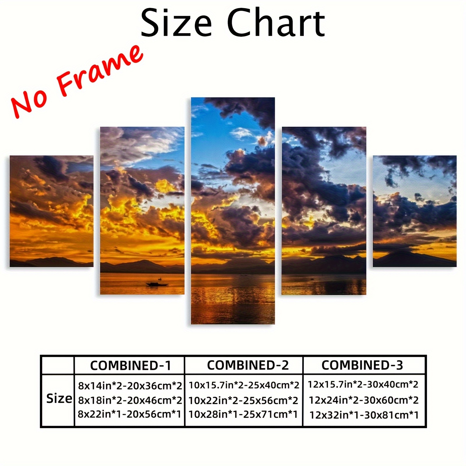 5pcs Set Canvas Print Posters Beach Sunset Dark Clouds Canvas Wall Art ...