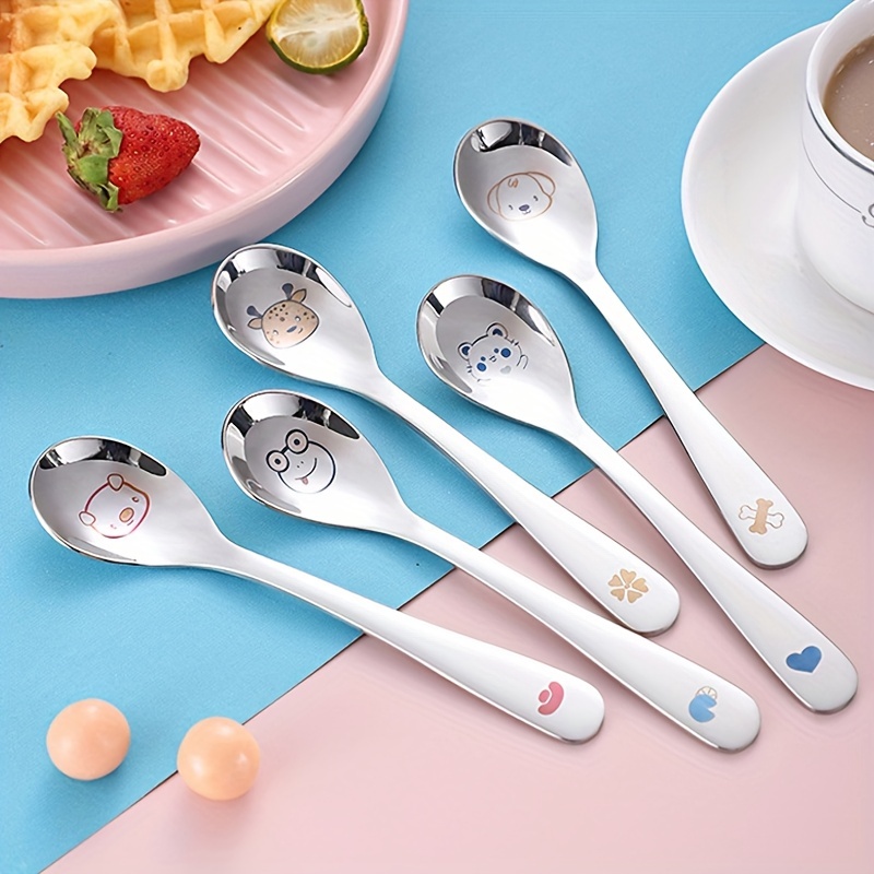 Stainless Steel Cartoon Meal Spoon Complementary Food Spoon - Temu