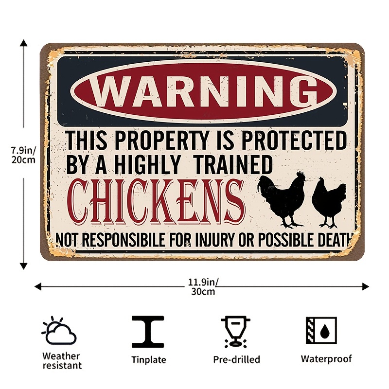 Chicken Coop Metal Sign Warning Property Protected Chickens - Temu
