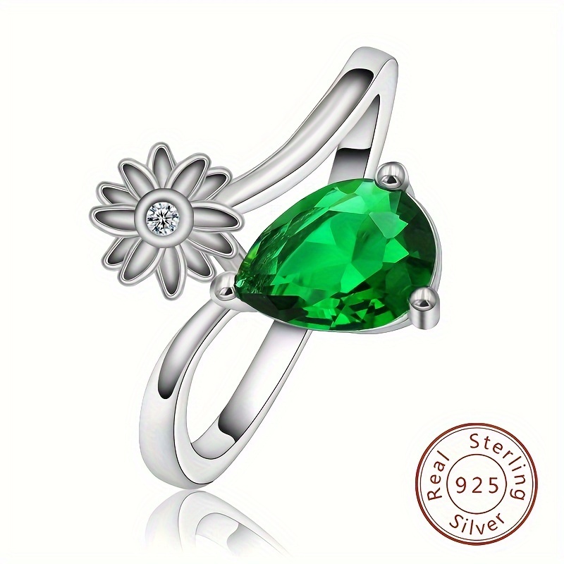 925 Sterling Silver Promise Ring Retro Sunflower Design - Temu United ...