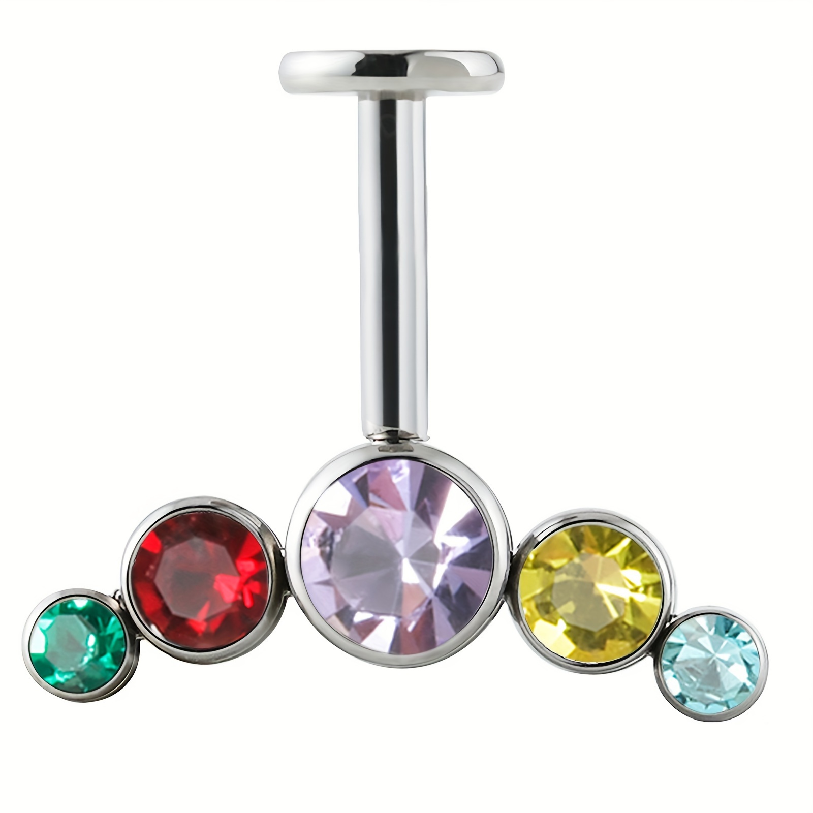 Stainless Steel Threadless Cz Crescent Helix Piercing Five - Temu ...