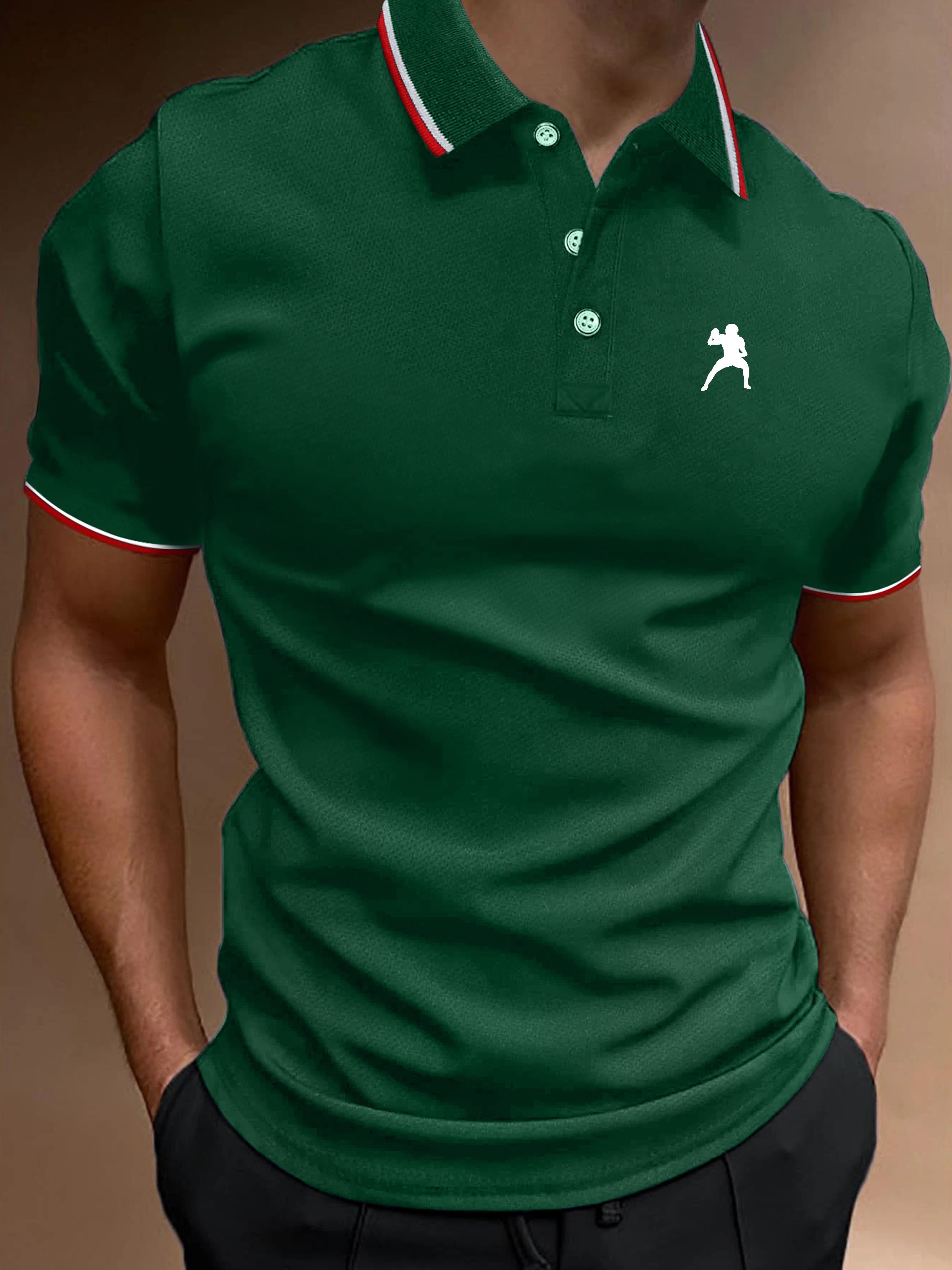 Rugby Pattern Polo Shirt Men's Casual/semi formal Slightly - Temu New ...