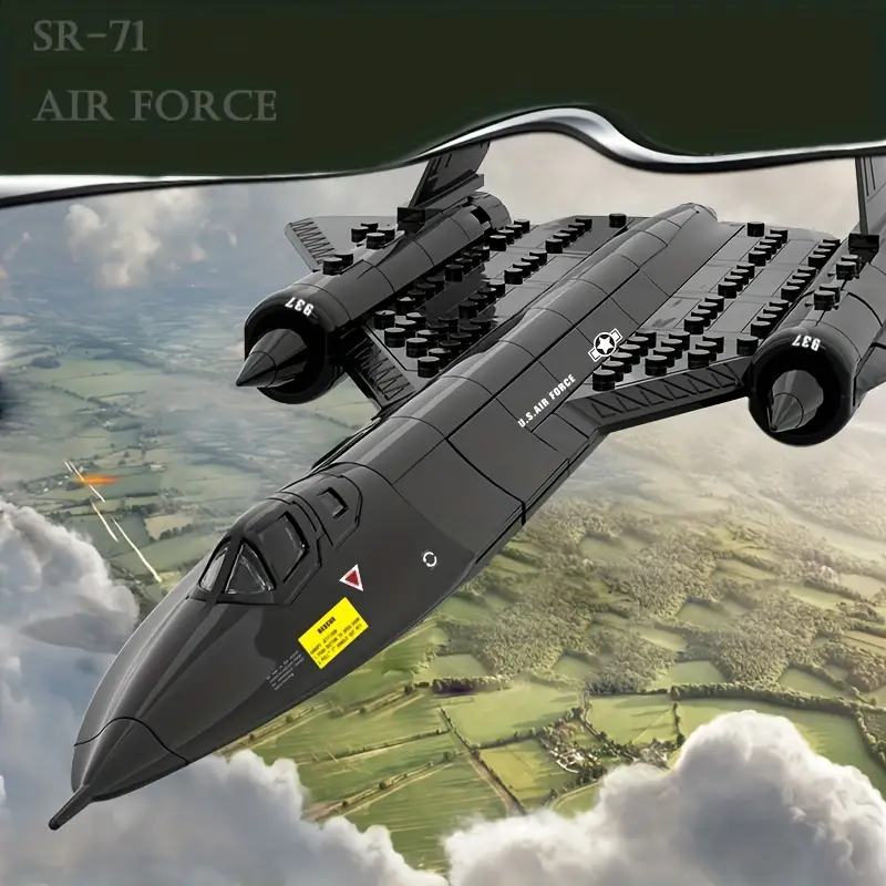 183pcs 군사 시리즈 공군 Sr 71 새로운 블랙 버드 정찰 비행기 모델 합금 전투기 빌딩 블록 조립 장난감 어린이 블록