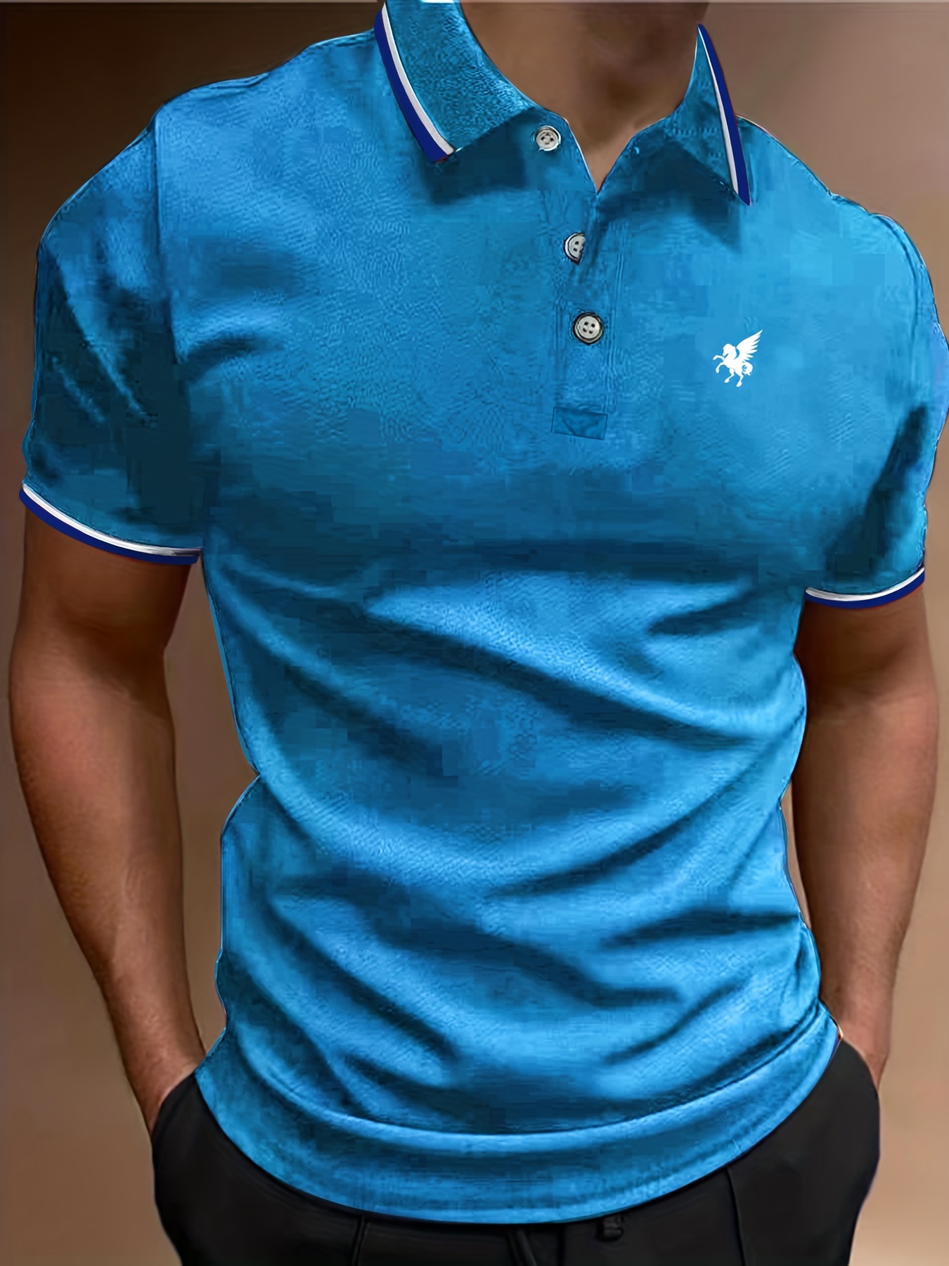 Flying Horse Print Men's Casual Comfy Custom Fit Tipped - Temu Norway