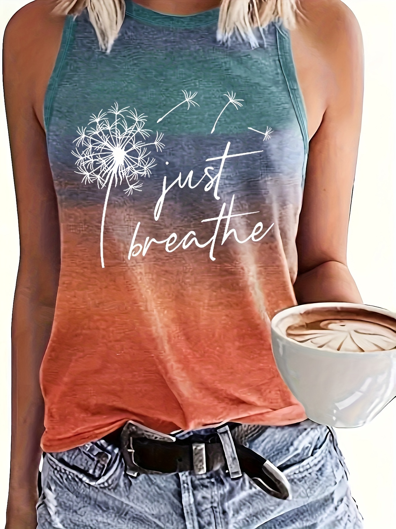 Dandelion Letter Print Crew Neck Tank Top Casual Sleeveless - Temu Portugal