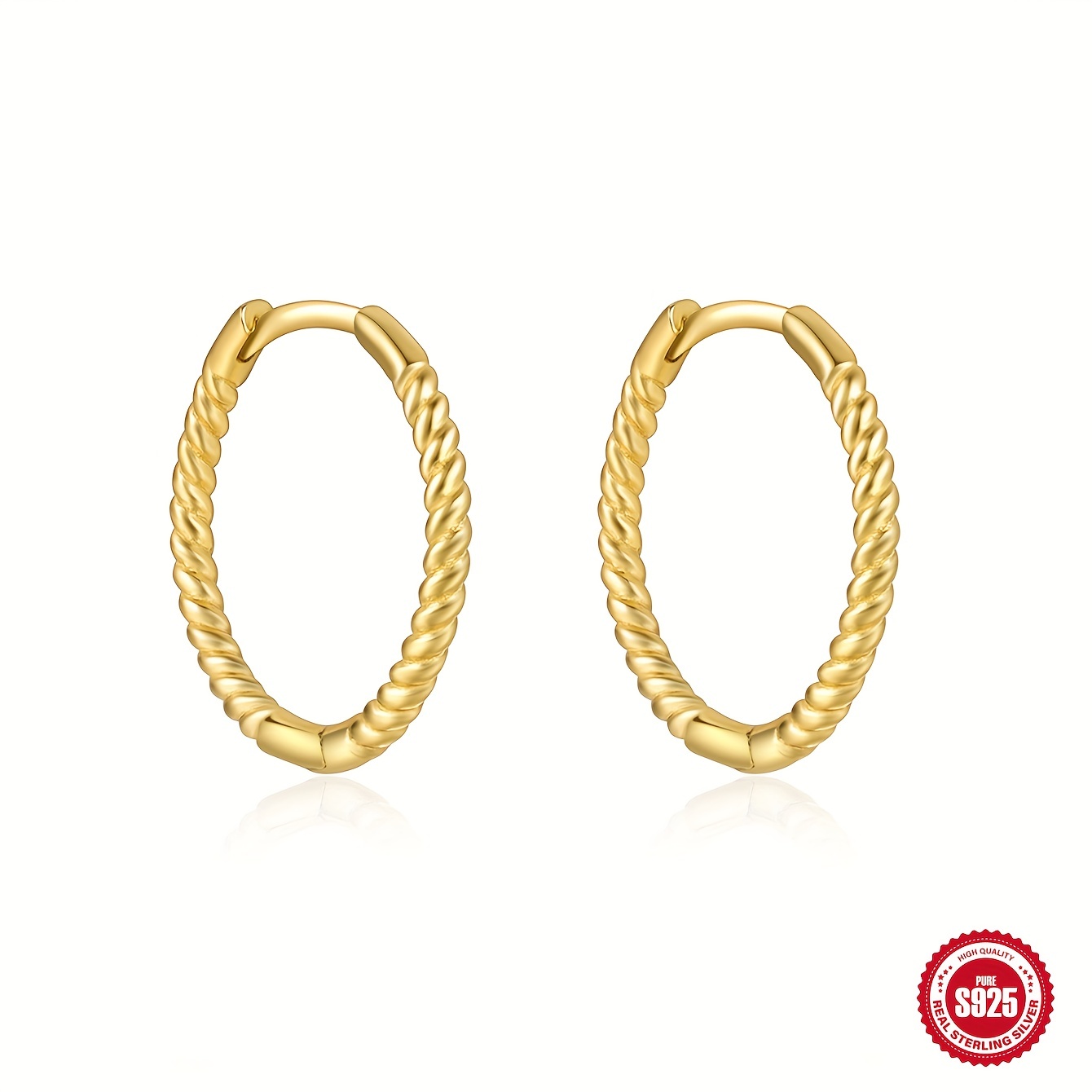 Round Twisted Hoop Earrings 925 Silver Hypoallergenic - Temu United Kingdom