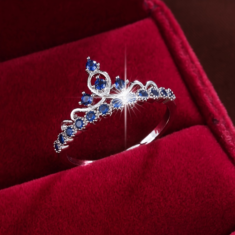 Shiny Zircon Crown Ring Exquisite Luxury Finger Ring Stylish - Temu ...