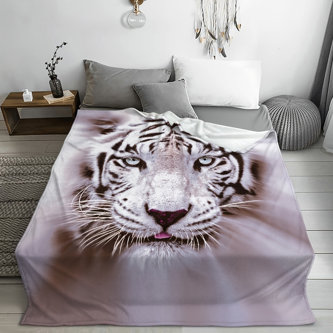 Tiger Leopard Flannel Blanket Digital Printing Home Throw - Temu Australia