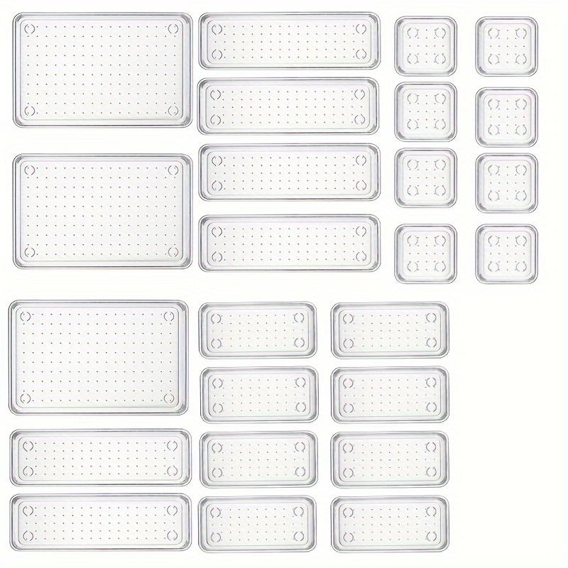 Desk Drawer Organizers Trays Set Clear Plastic Makeup - Temu Canada