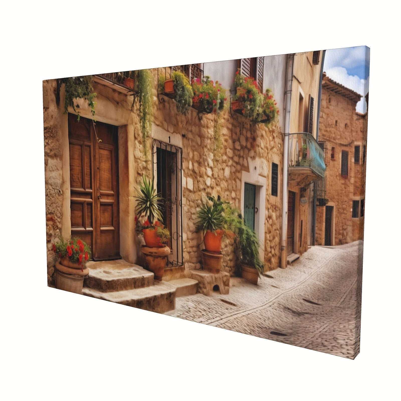 Framed Art Canvas Print Poster Streets Of Old Mediterranean - Temu Canada
