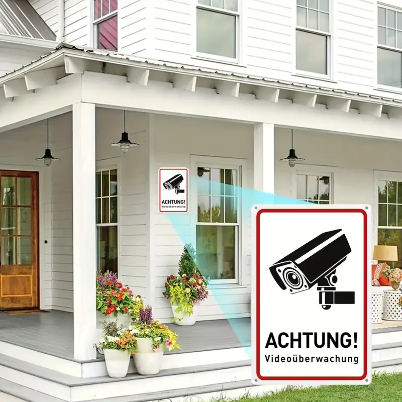 1pc Achtung Videoüberwachung 기호 경고 표지판 및 정보 표지판 비디오 감시 표지판 Ourdoor 실내용