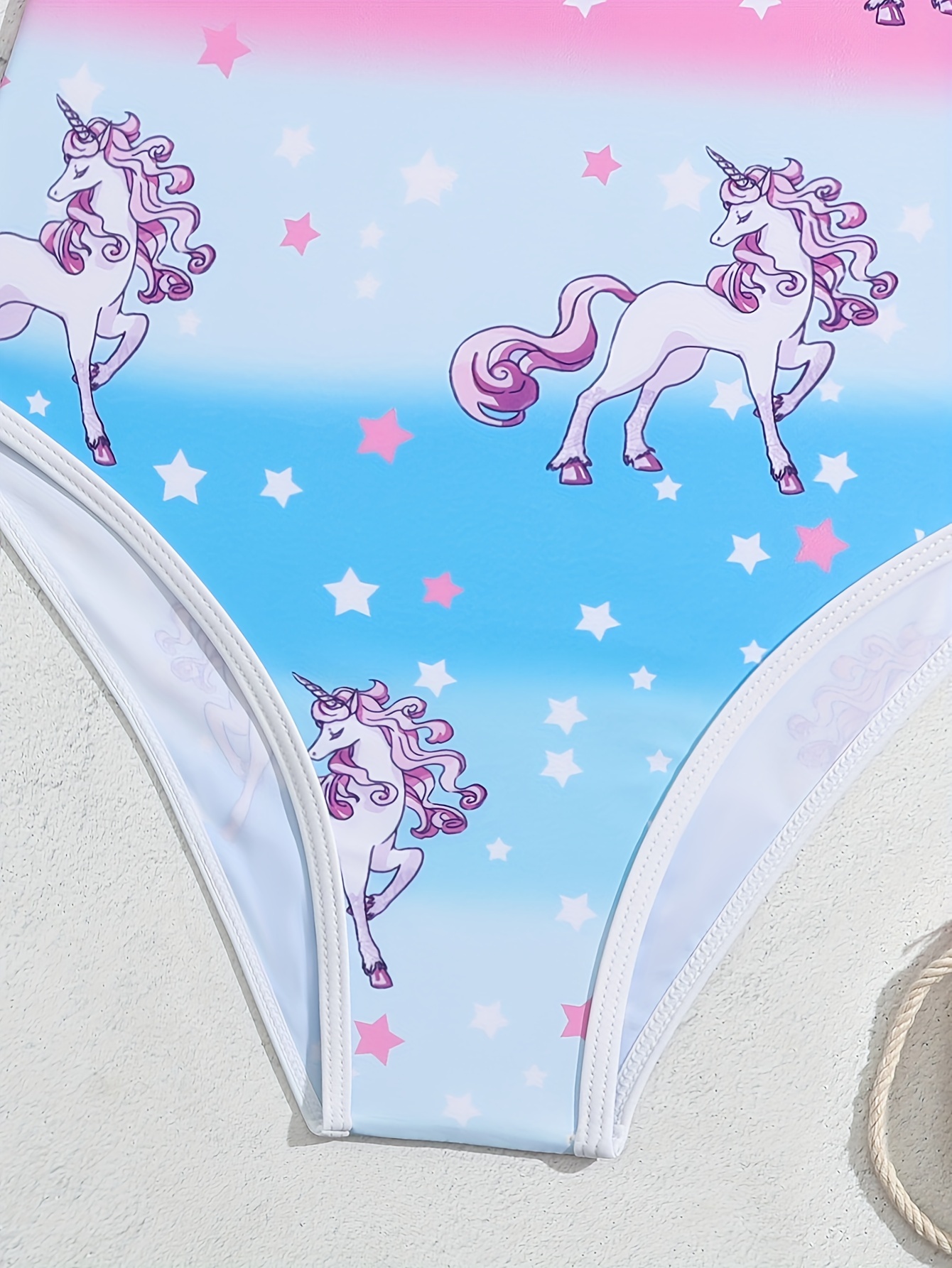 traje baño 1 pieza estampado unicornio degradado lindo ropa - Temu Mexico