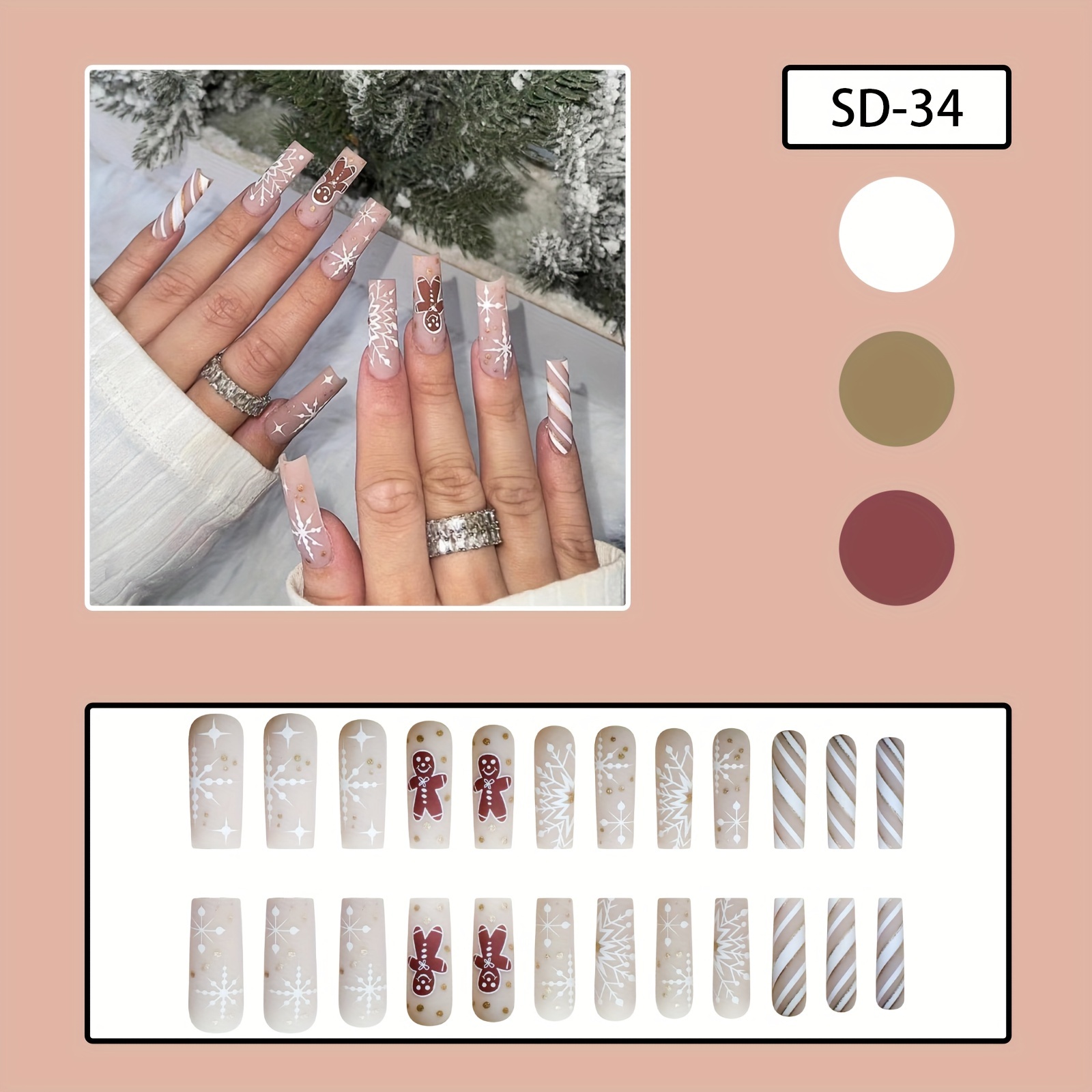 Long Square Nails Christmas Nails - Temu Canada