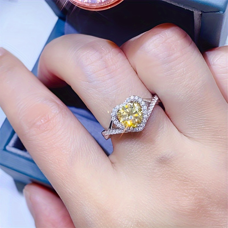 Yellow Moissanite Heart Wedding Ring Elegant 925 Sterling - Temu United ...
