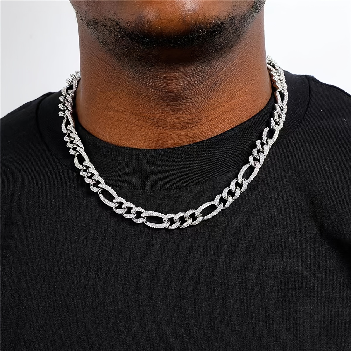 Rhinestone Cuban Chain Necklace Men Women - Temu United Kingdom