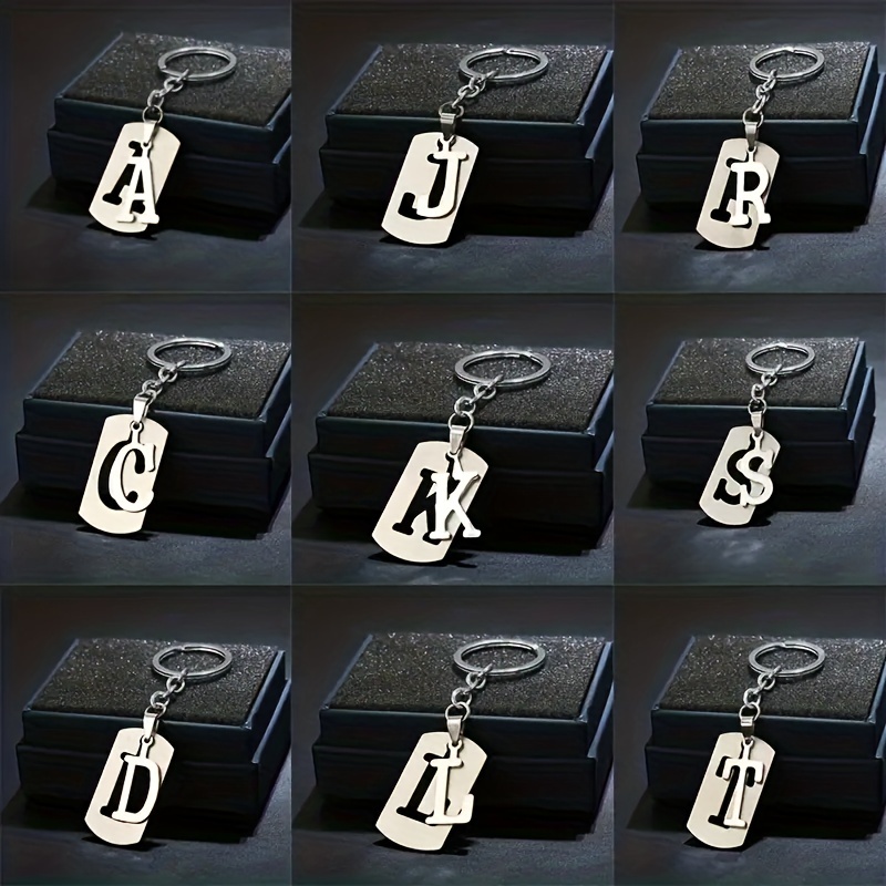 1pc Fashion Stainless Steel Letter Keychain Mens Simple Fashion ...