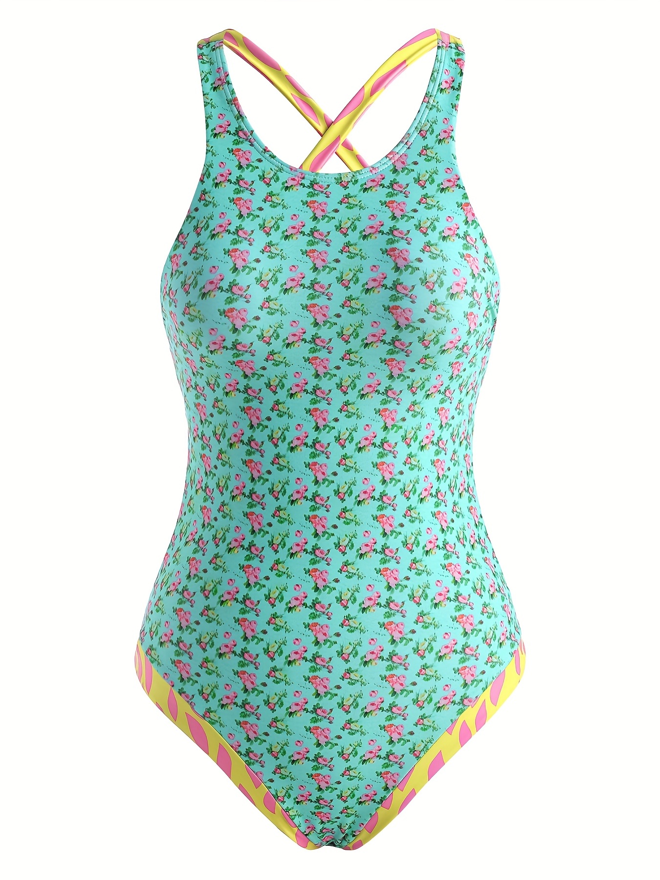 Vintage Ditsy Floral Print Swimsuit Temu Australia