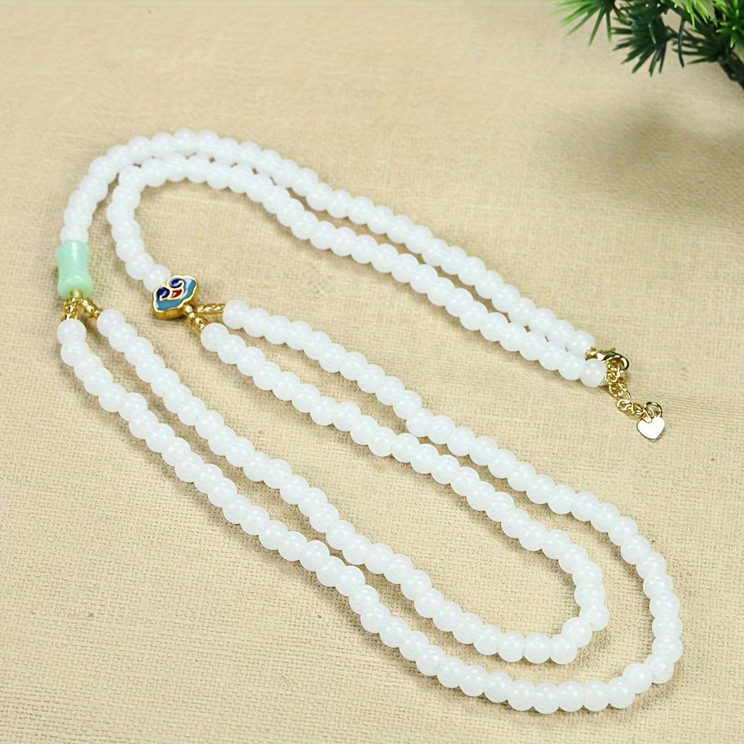 Men's Fashionable Golden Jade Chain Round Bead Necklace - Temu United ...