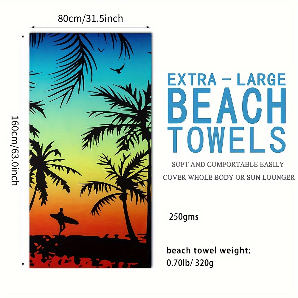 Coconut Tree Sunset Beach Towel Super Soft Absorbent Sand - Temu United ...