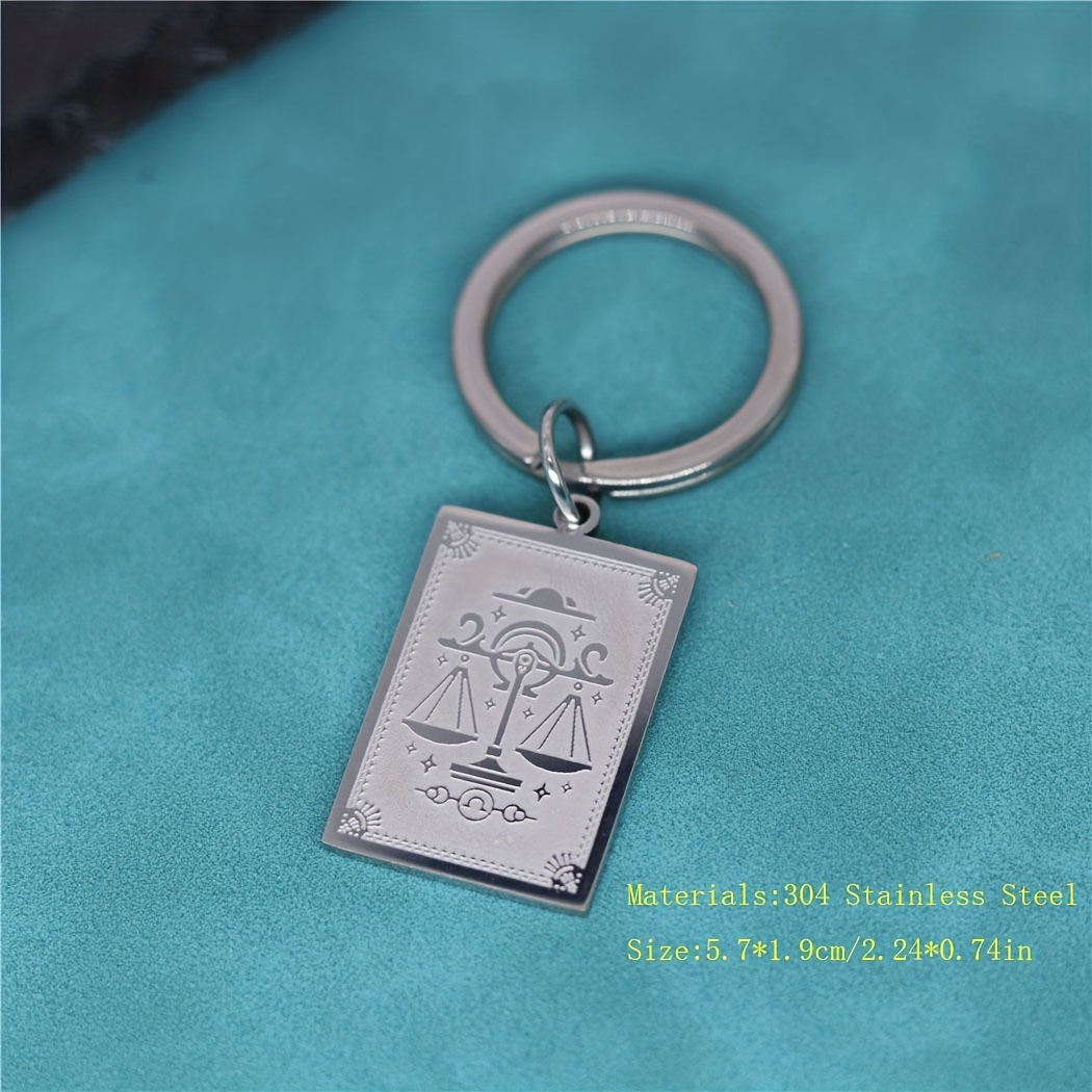 libra zodiac sign key chains stainless steel constellations pendant ...