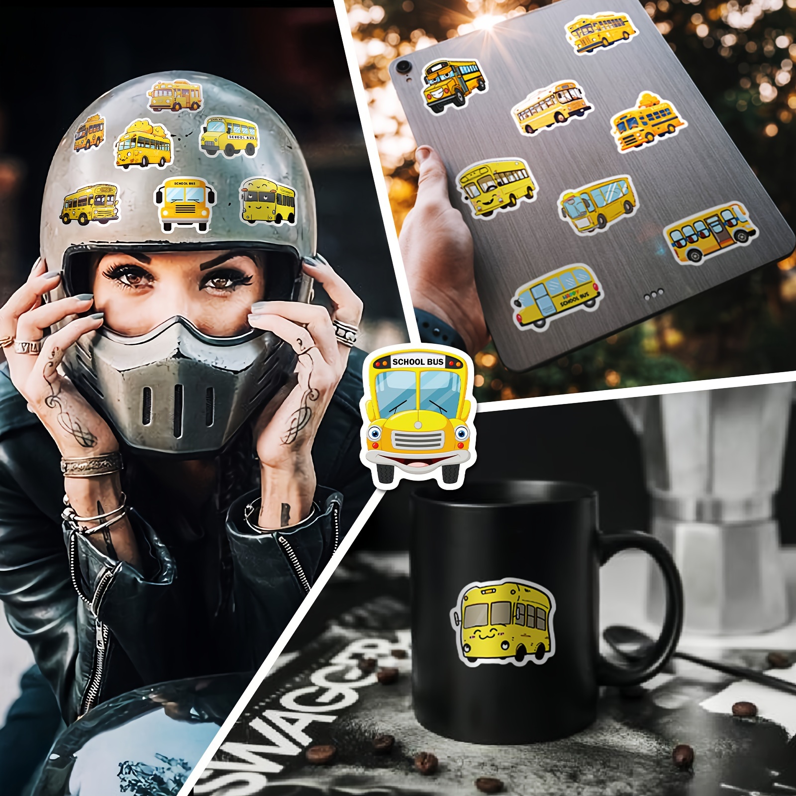 Cartoon School Bus Stickers Creative Cartoon Cute Yellow - Temu