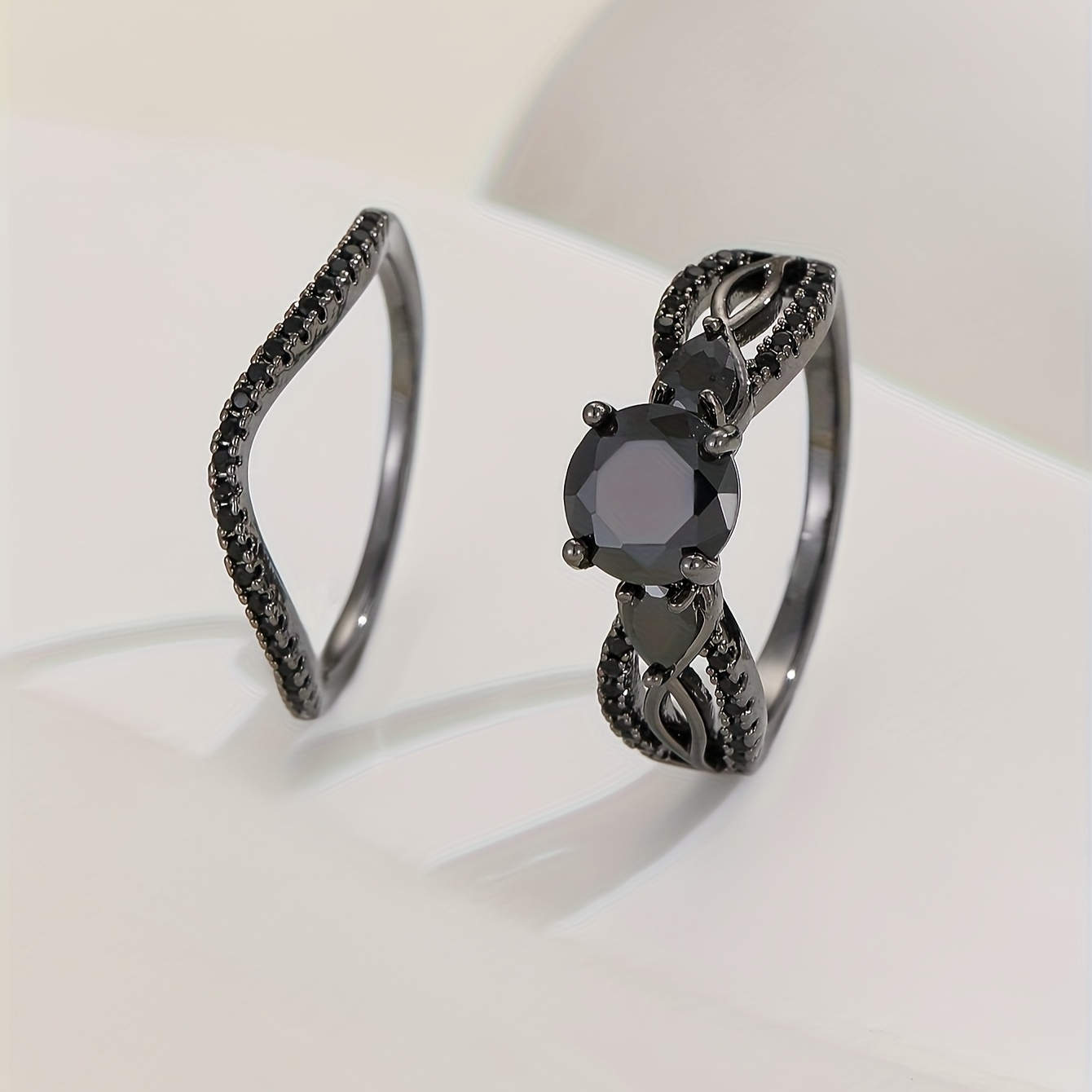 Exquisite Couple Rings Glitter Zircon Luxury Stylish Finger - Temu ...