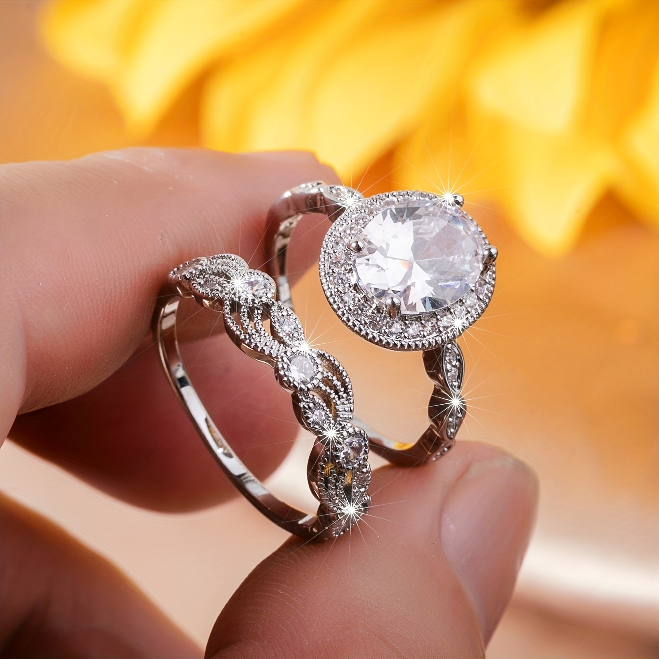 Elegant Stacking Rings Classy Halo Design Inlaid Shining - Temu United ...